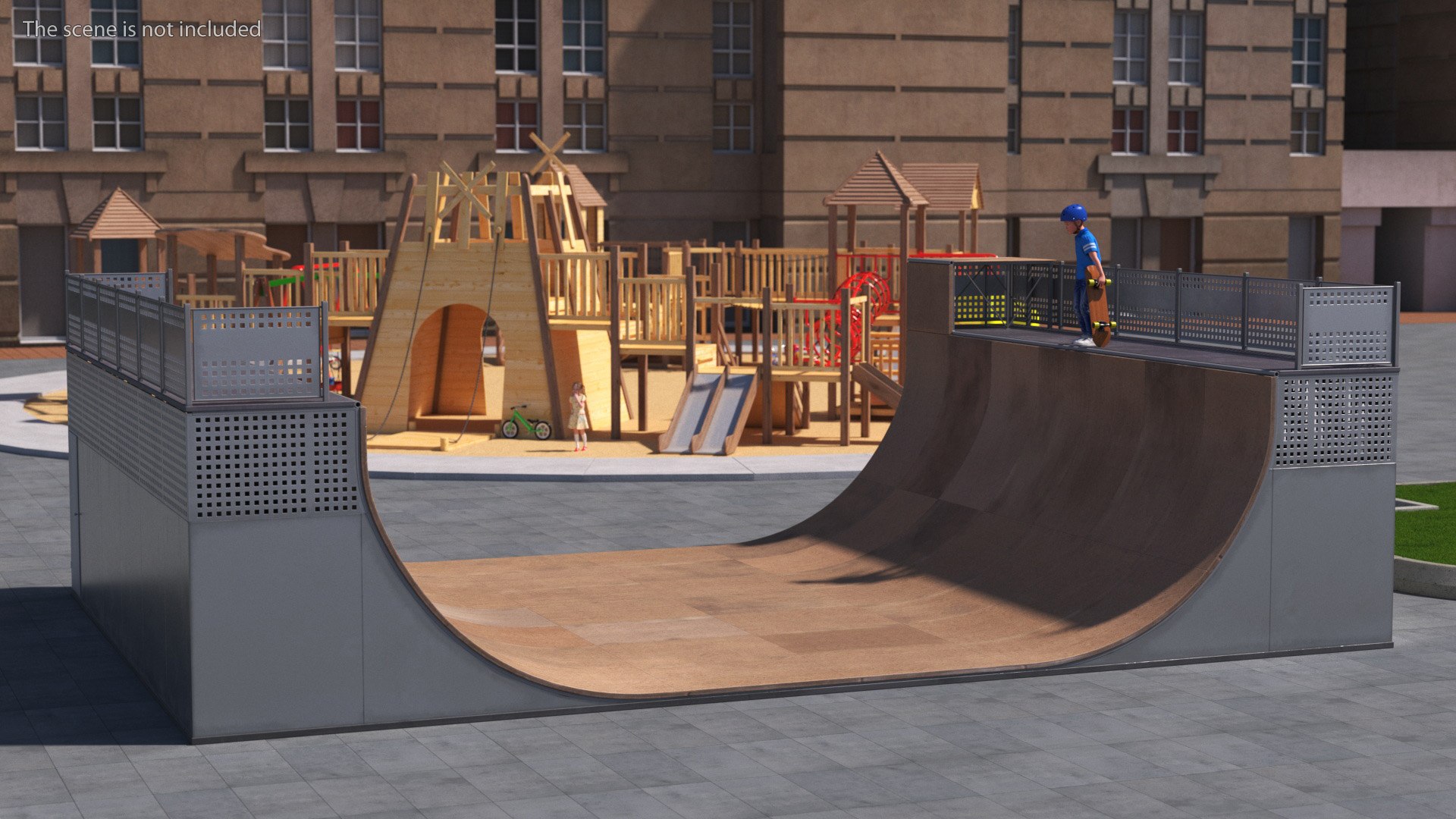 3D Model Skatepark Ramp And Skateboarder - TurboSquid 2317650