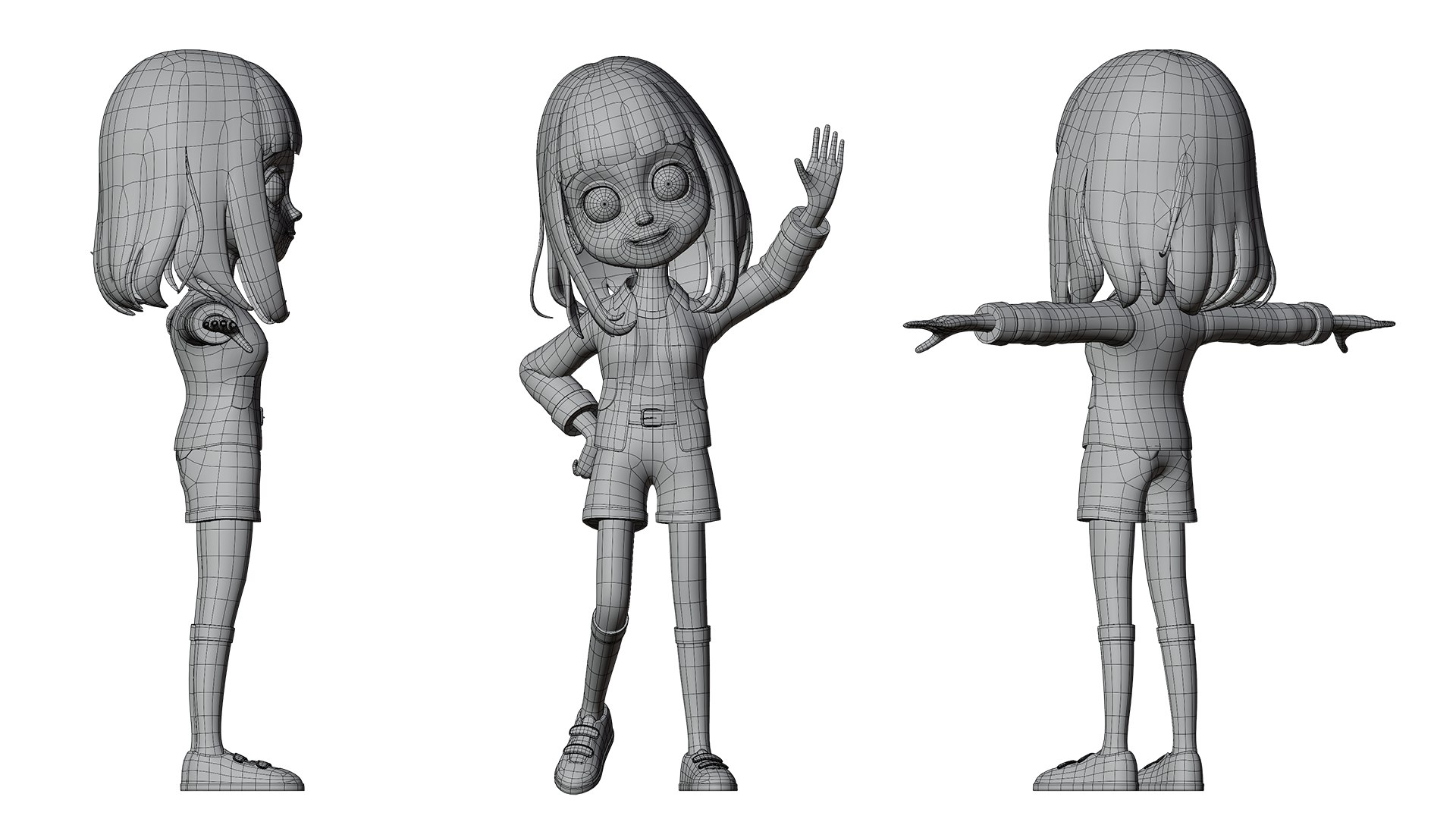 3D Stylized Cartoon Girl Fully Rigged Cartoon Character - TurboSquid ...