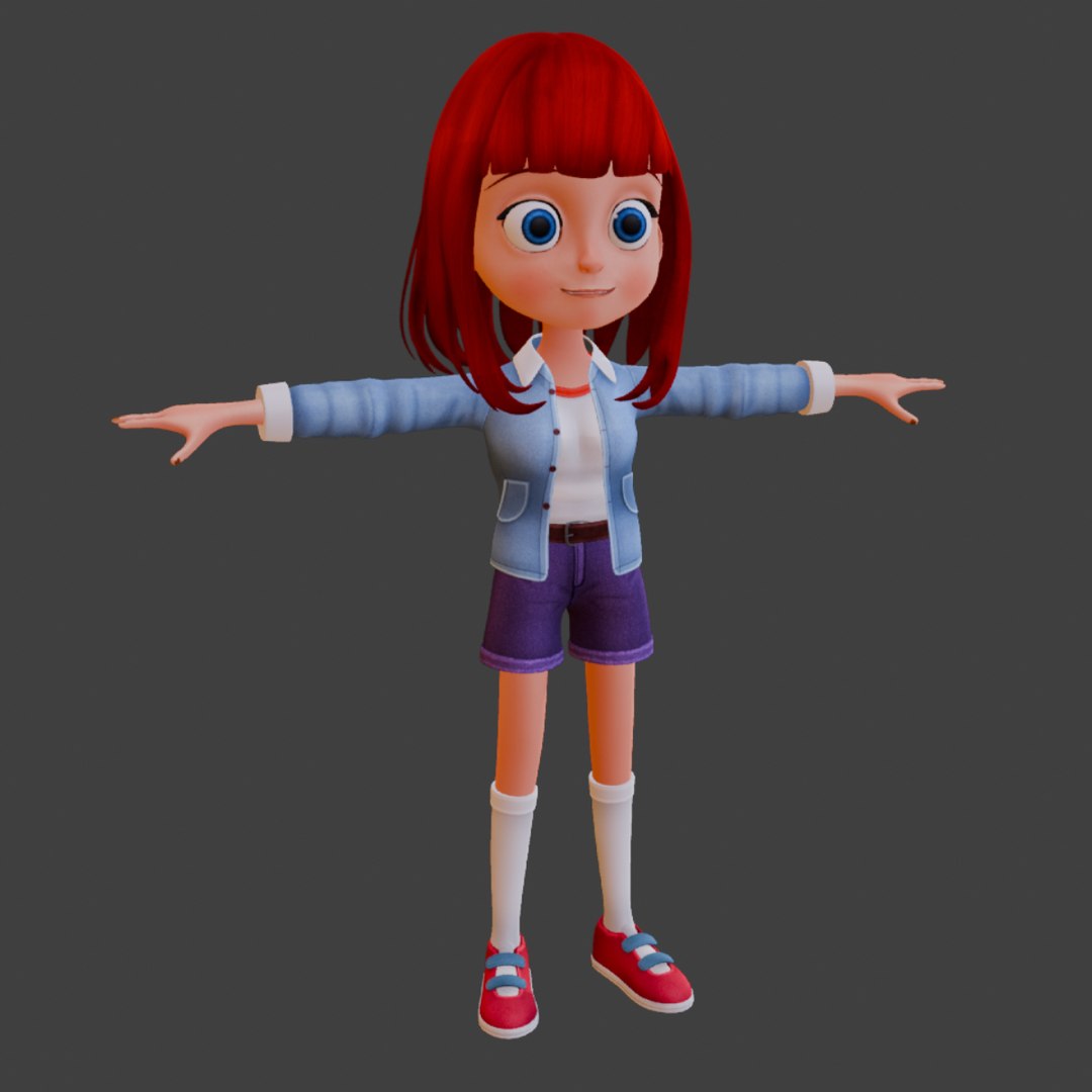 3D Stylized Cartoon Girl Fully Rigged Cartoon Character - TurboSquid ...