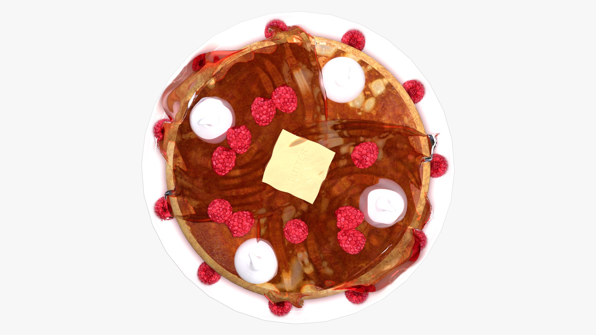 Royal Raspberry Pancakes Stack 3D Model - TurboSquid 2029309