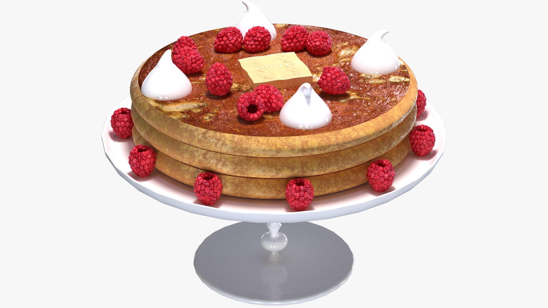 Royal Raspberry Pancakes Stack 3D Model - TurboSquid 2029309