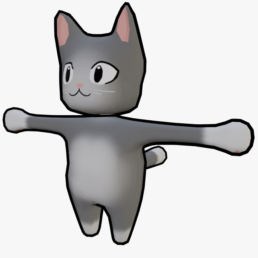 3D CUTE GRAY CAT ANIMATED AND TEXTURED - TurboSquid 2221607