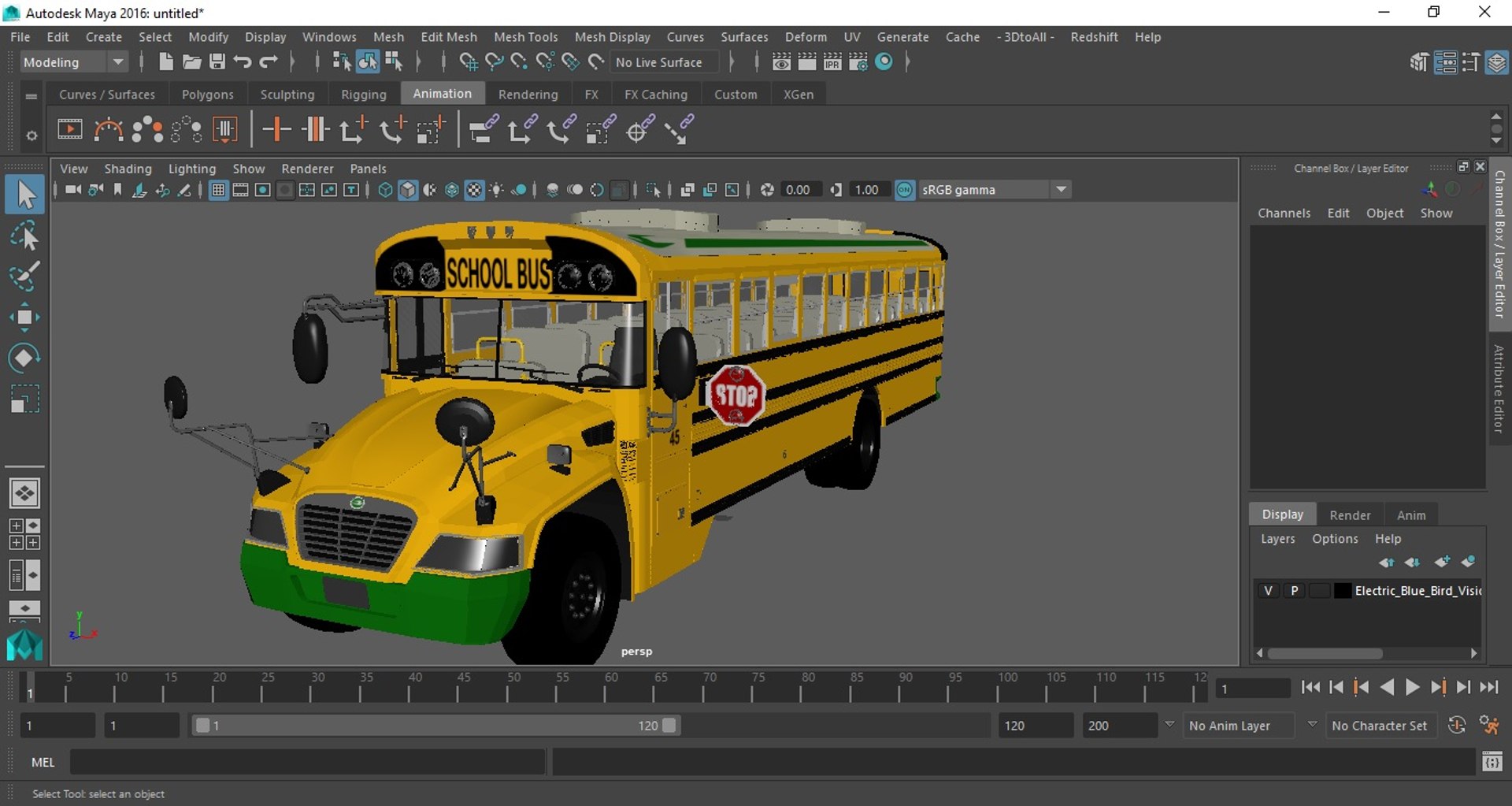 3D Electric Blue Bird Vision School Bus - TurboSquid 1767091