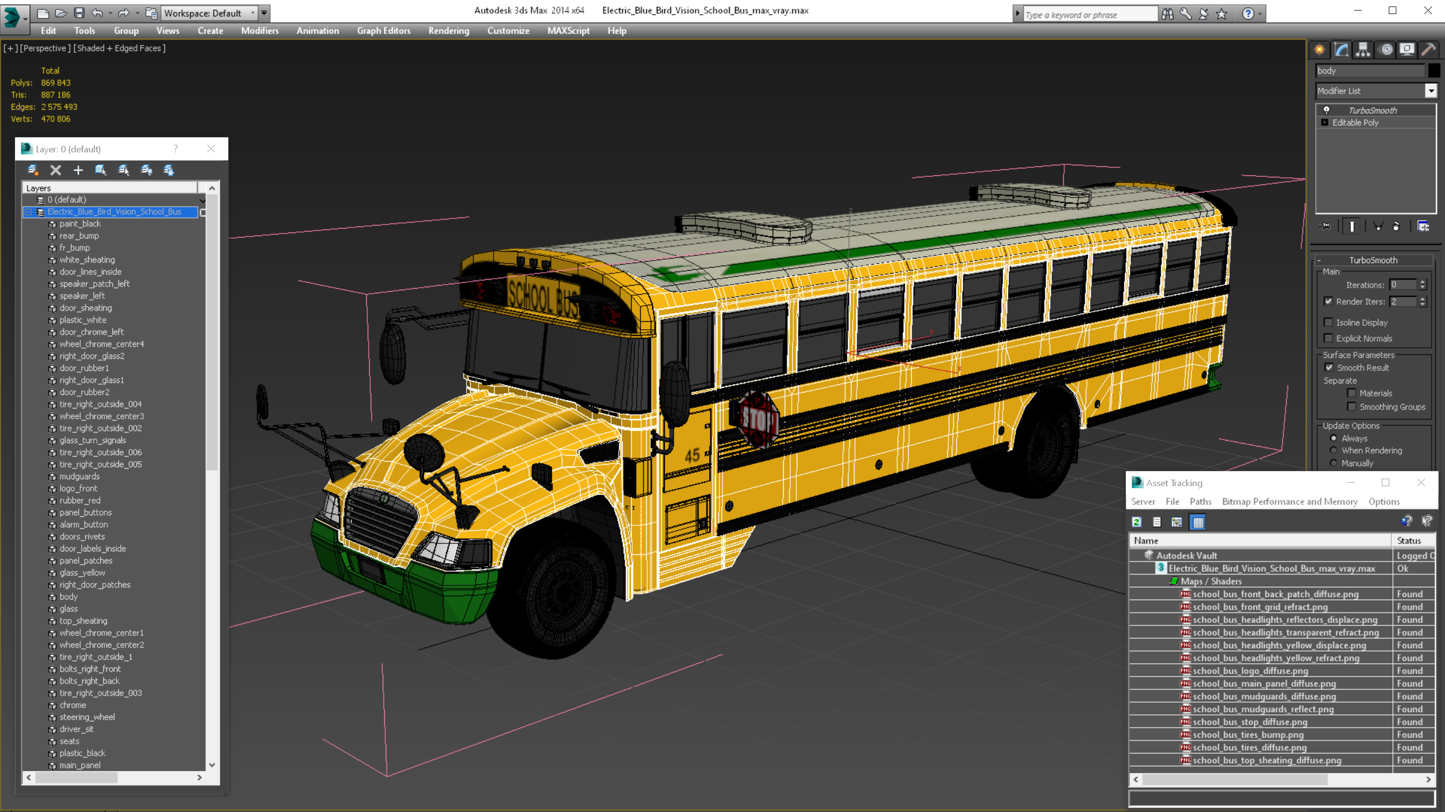 3D Electric Blue Bird Vision School Bus - TurboSquid 1767091
