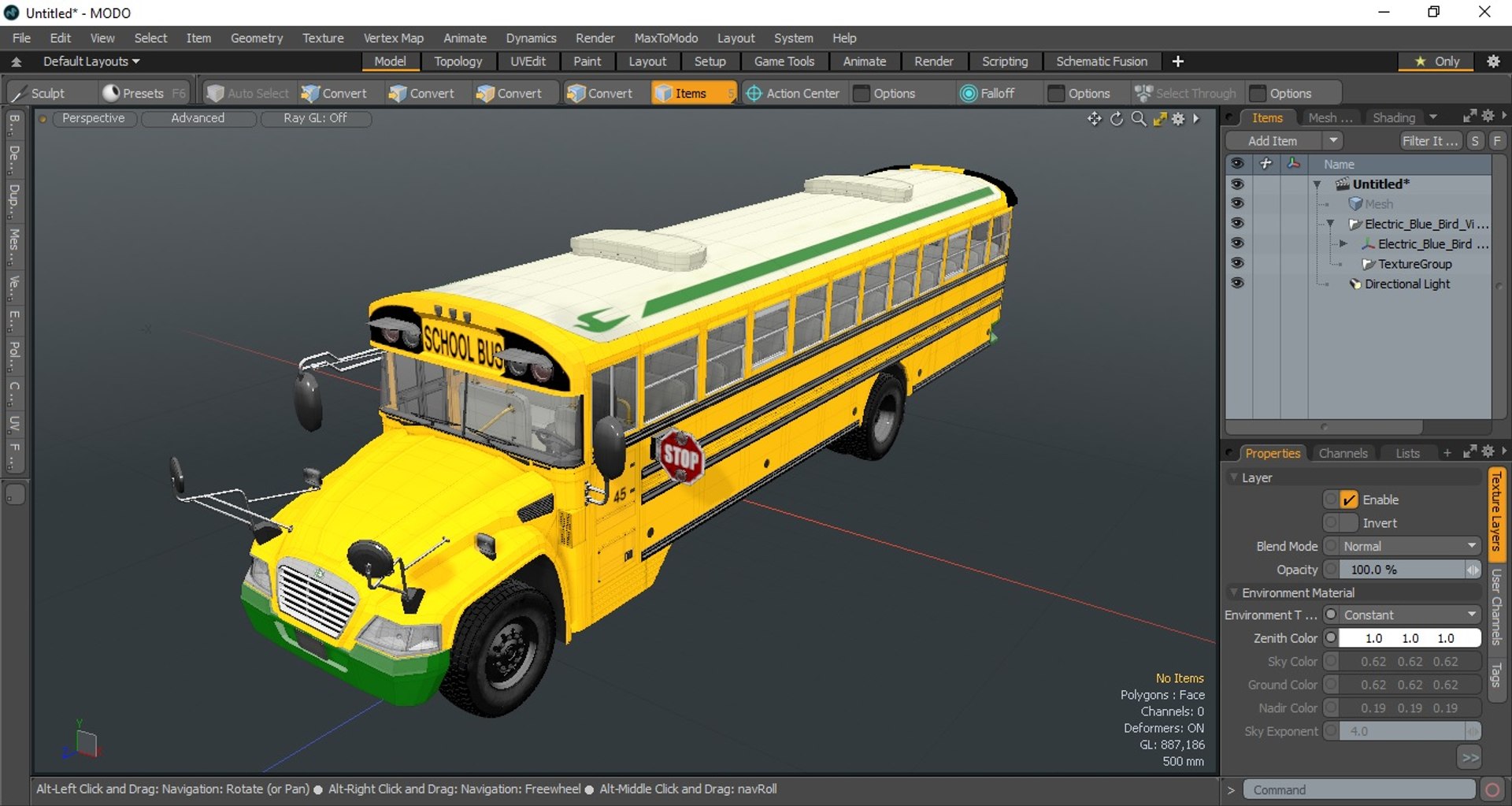 3D Electric Blue Bird Vision School Bus - TurboSquid 1767091
