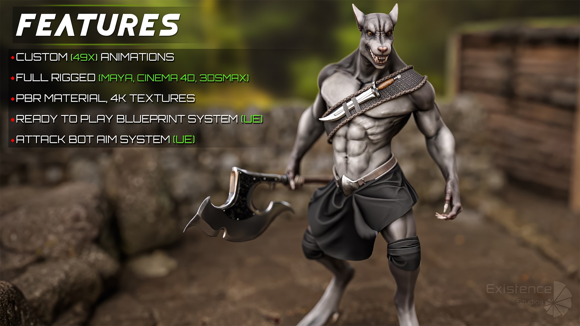 Werewolf Lycanthrope - Rigged Animated Beast - Night Predator - 25 3D ...