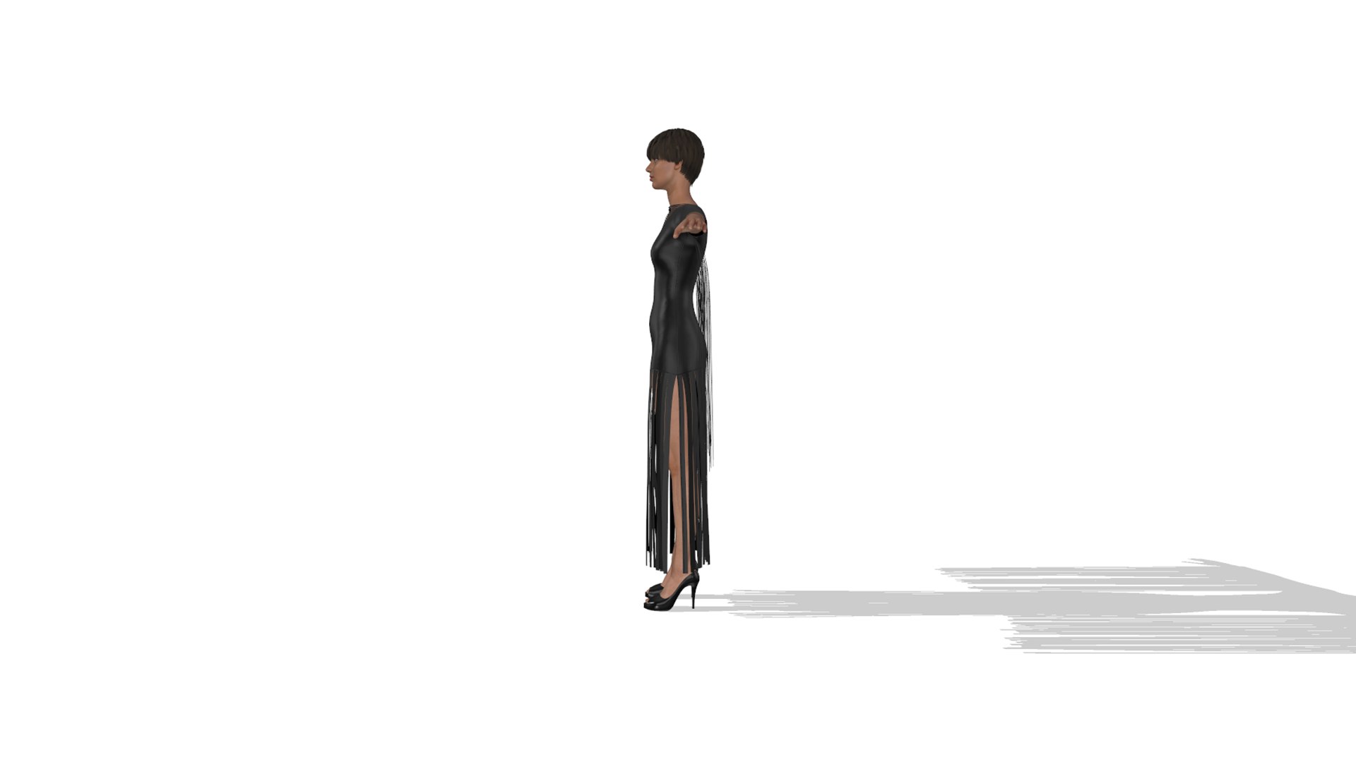 Black Fringe Dress 3D Model - TurboSquid 2201775