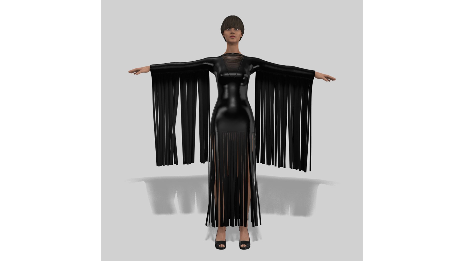 Black Fringe Dress 3D Model - TurboSquid 2201775