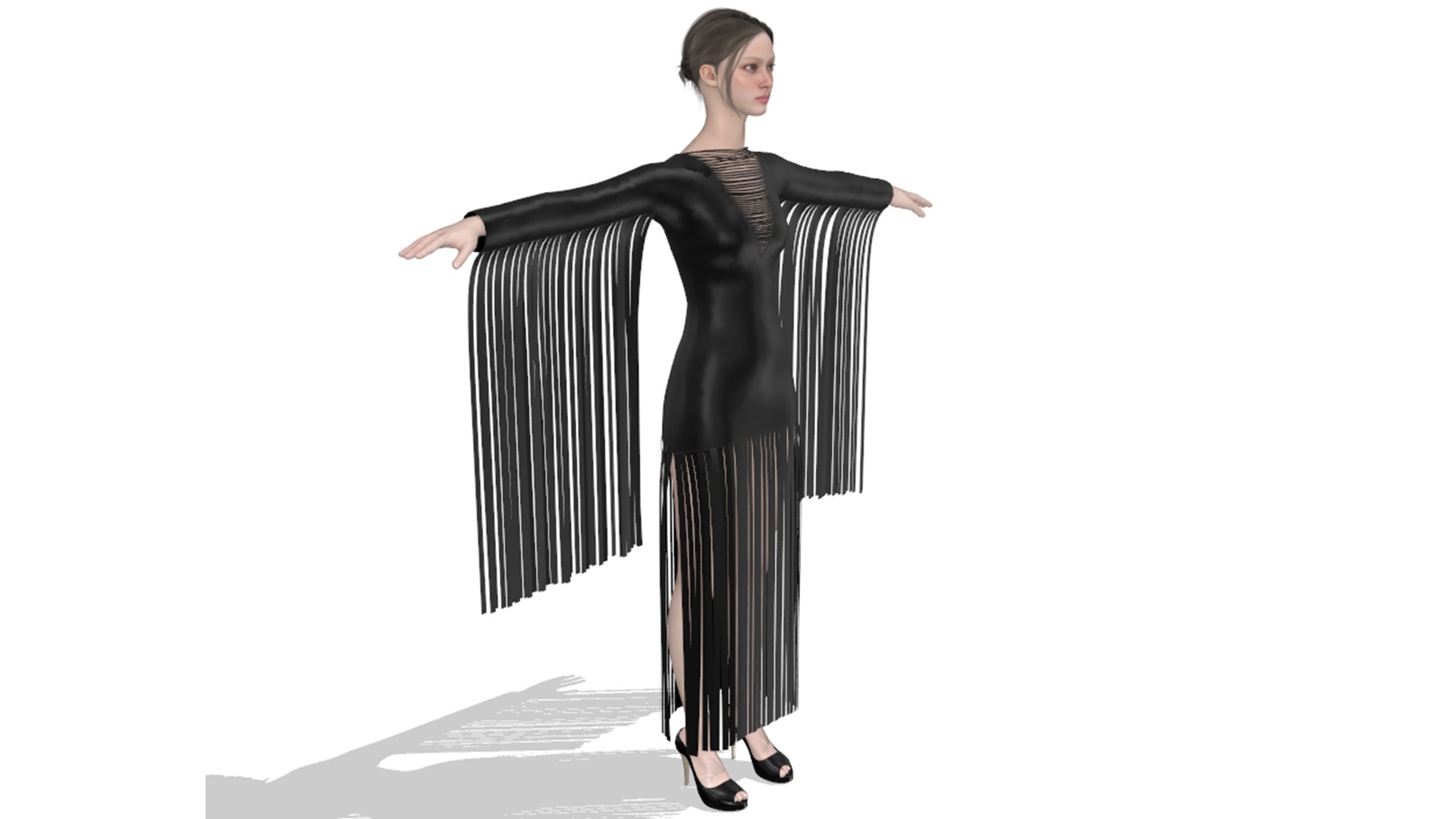 Black Fringe Dress 3D Model - TurboSquid 2201775