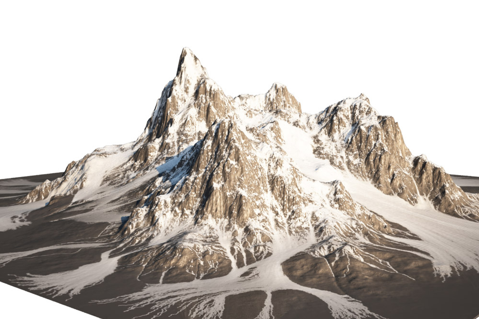 3d Model Of Mountain Terrain Snowy