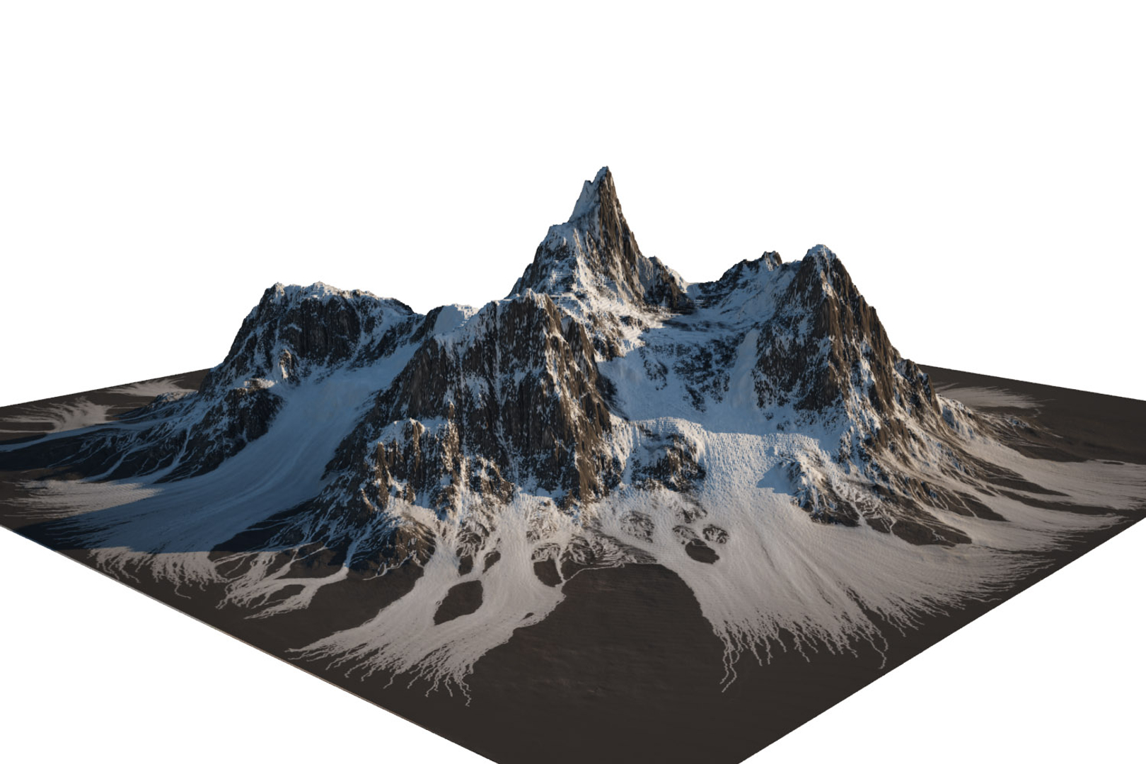3d Model Of Mountain Terrain Snowy