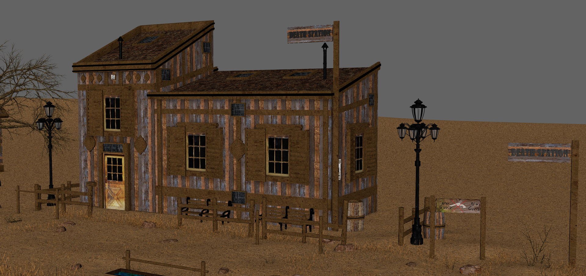 Western street 3D model - TurboSquid 1475945