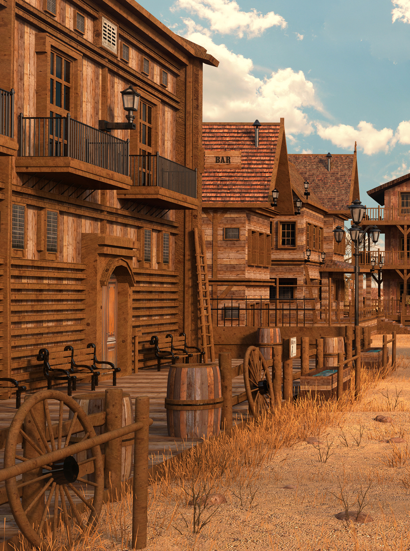 Western street 3D model - TurboSquid 1475945