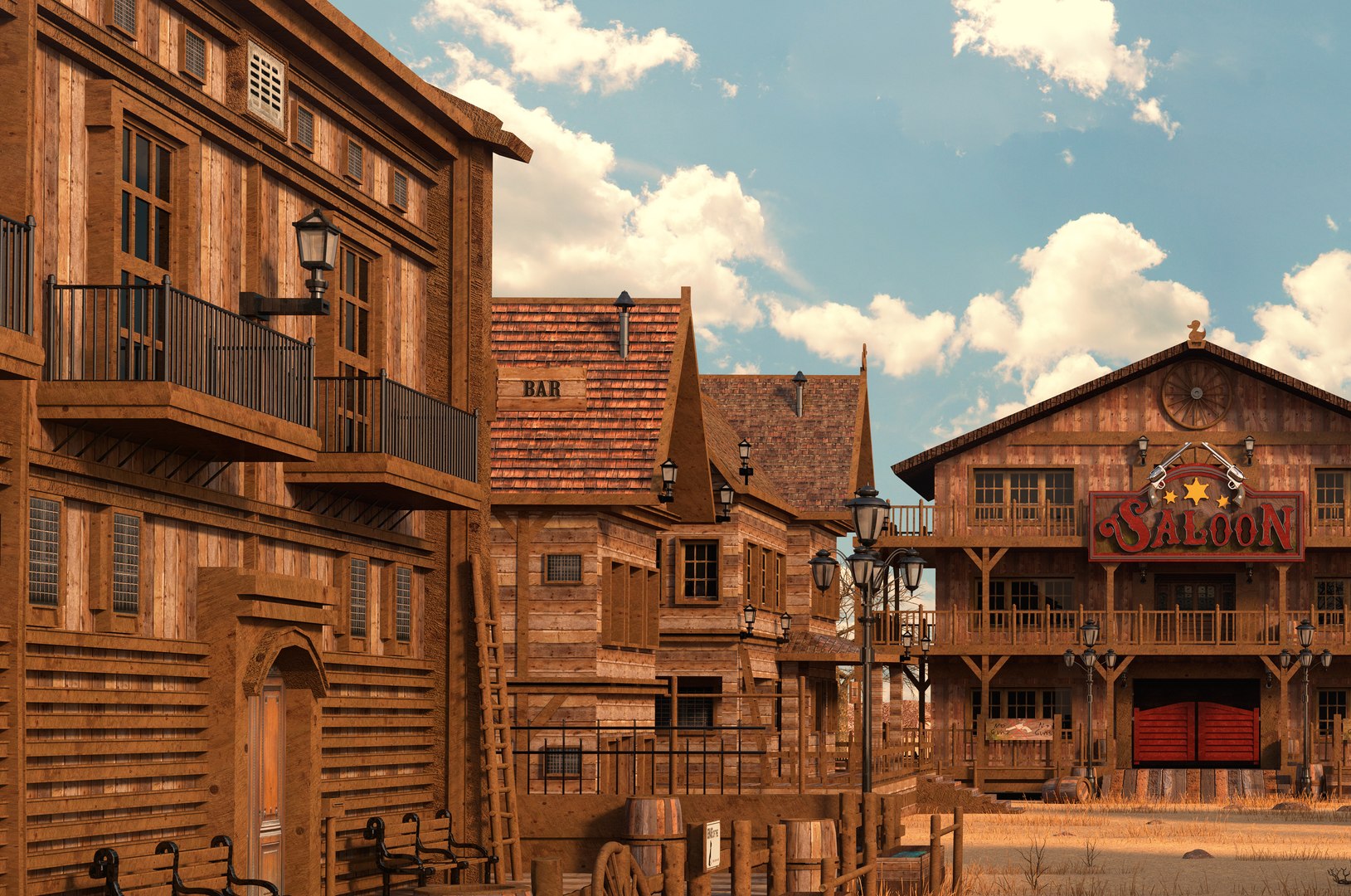 Western Street 3D Model - TurboSquid 1475945
