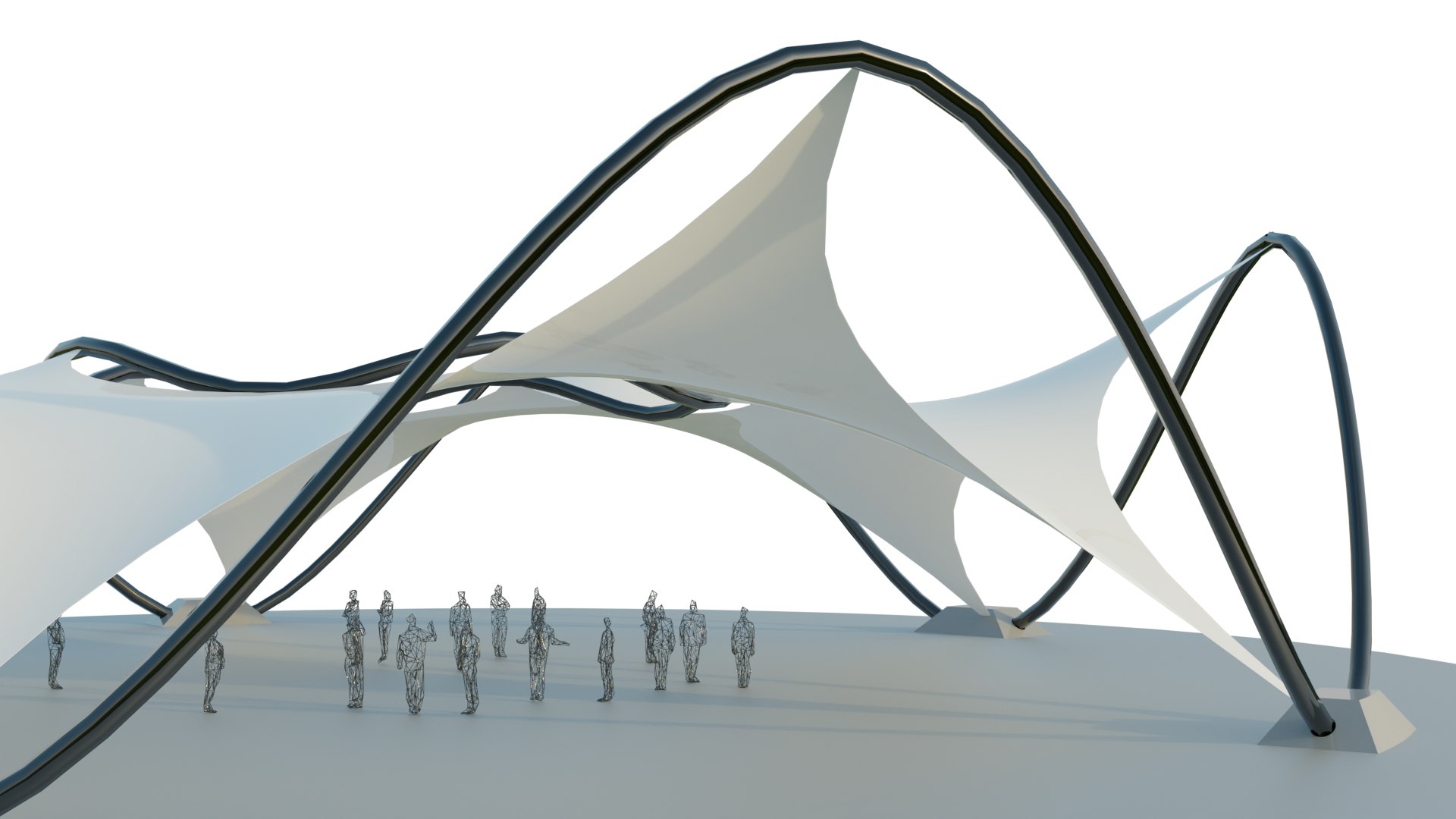 3D Model Tensile Structure Canopy Set 02 - TurboSquid 2357905