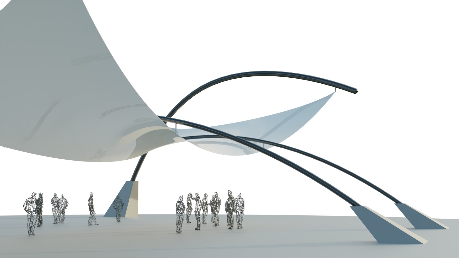 3D Model Tensile Structure Canopy Set 02 - TurboSquid 2357905