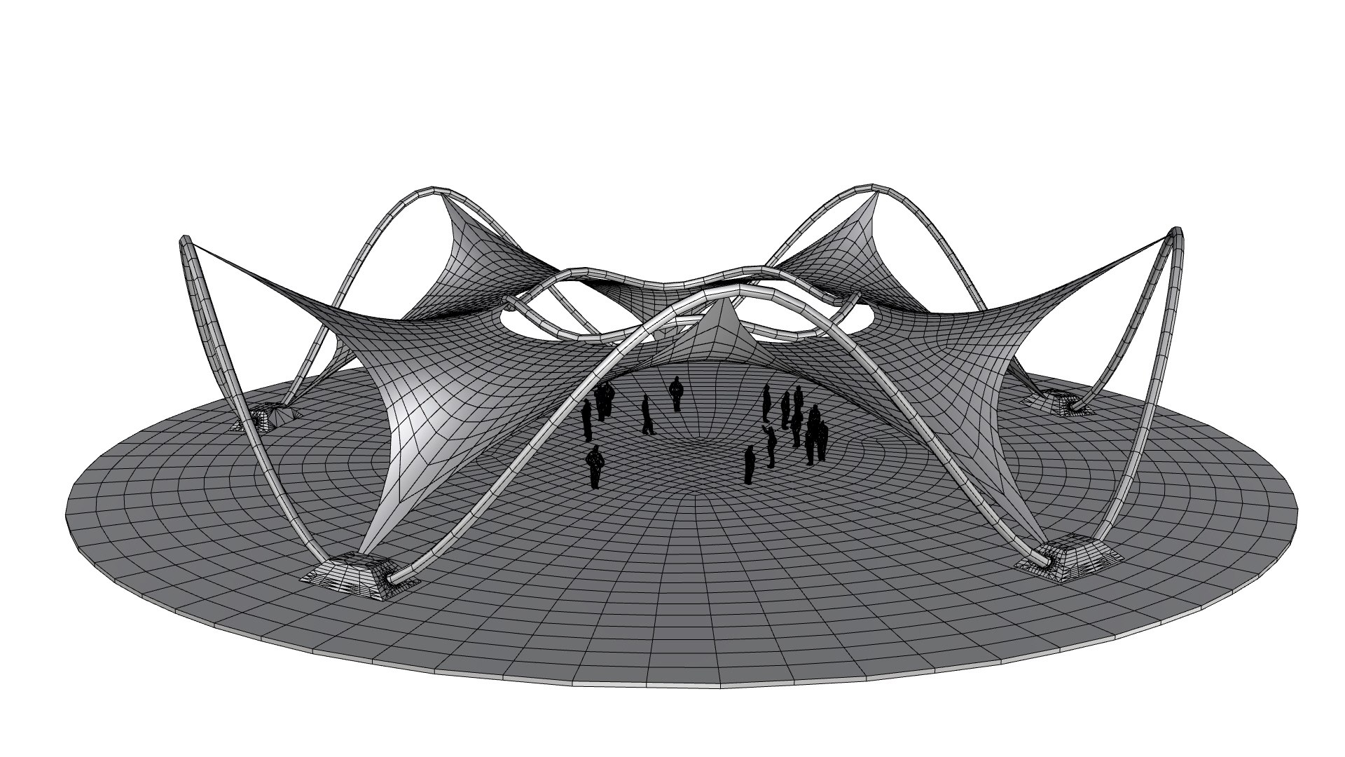 3D Model Tensile Structure Canopy Set 02 - TurboSquid 2357905