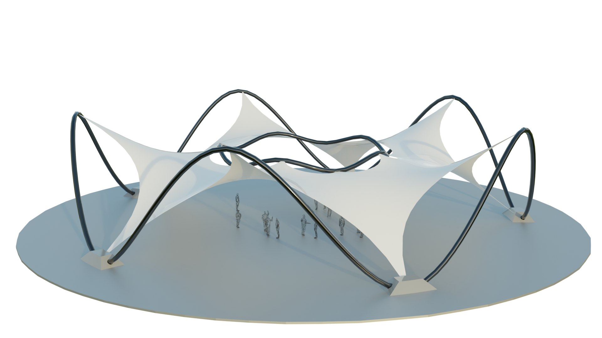 3D Model Tensile Structure Canopy Set 02 - TurboSquid 2357905