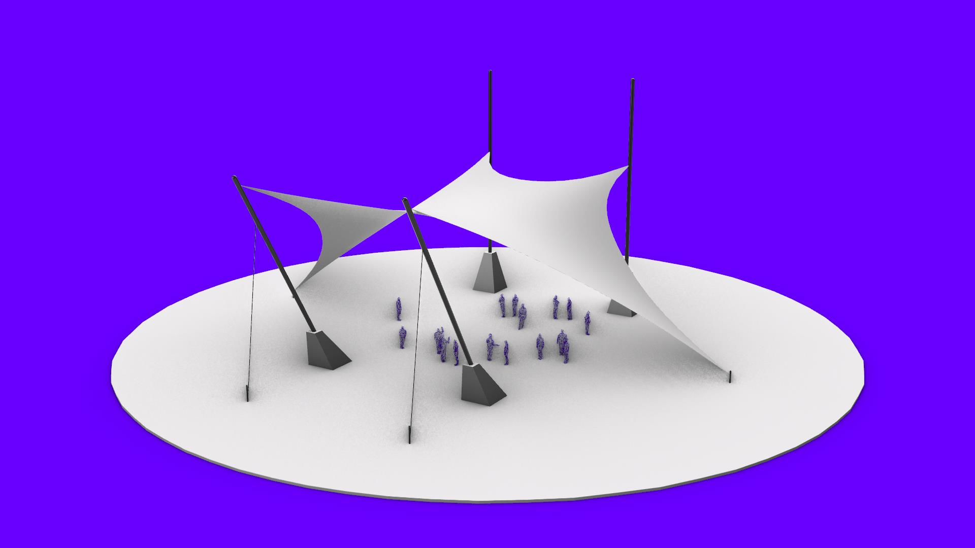 3D Model Tensile Structure Canopy Set 02 - TurboSquid 2357905