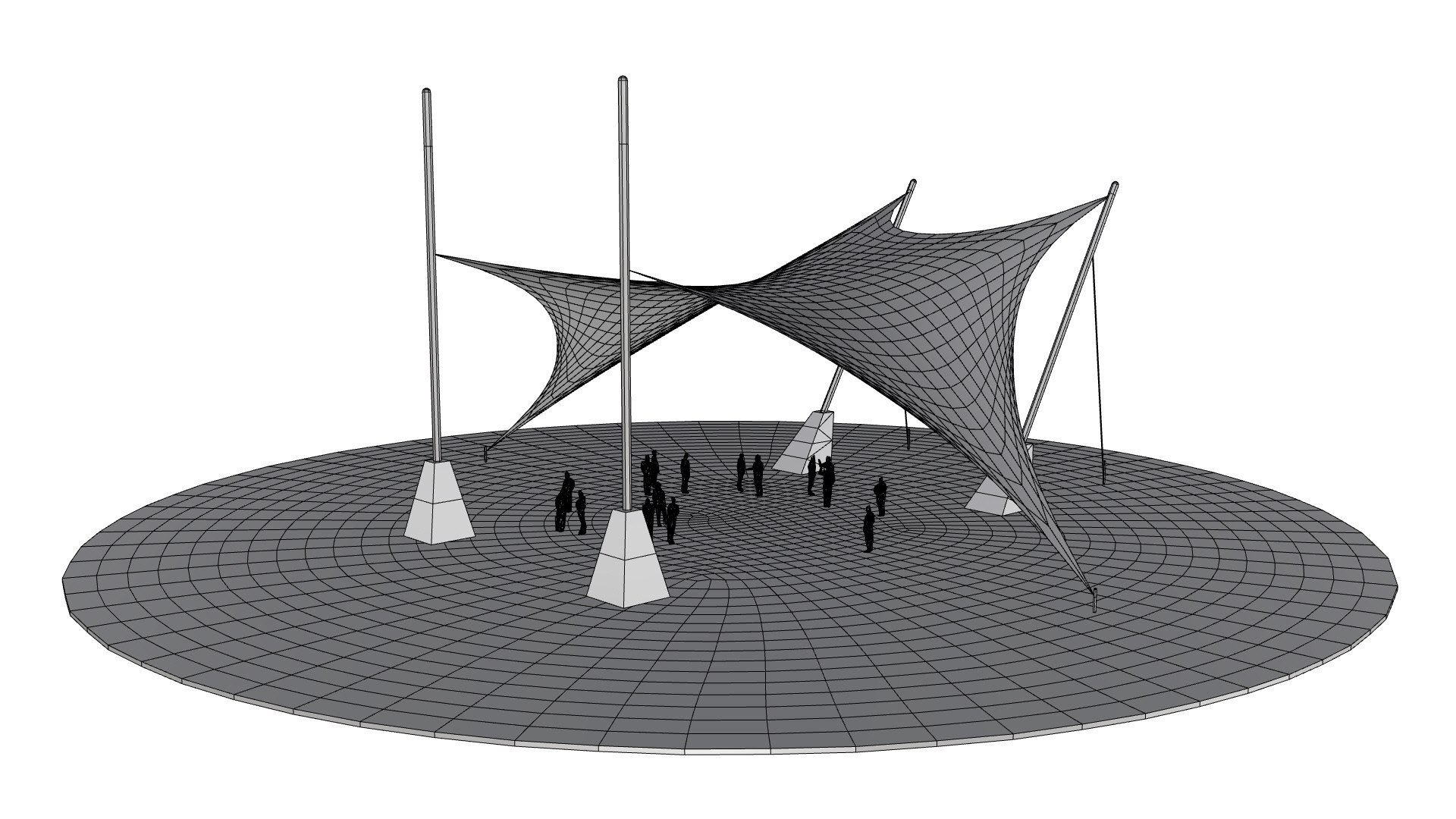 3D Model Tensile Structure Canopy Set 02 - TurboSquid 2357905