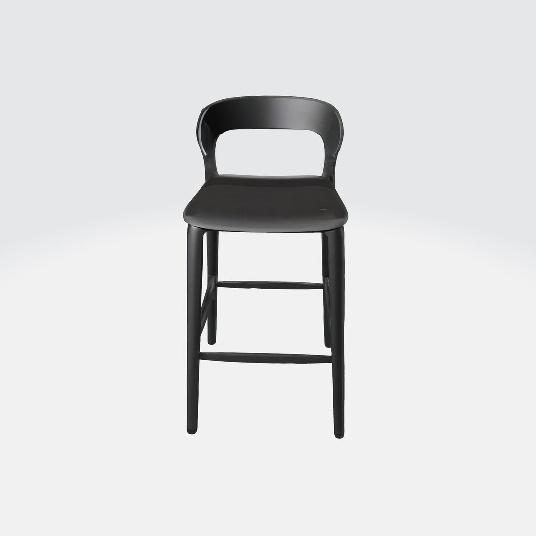 Sleek Black Metal Stool 3D - TurboSquid 2267262