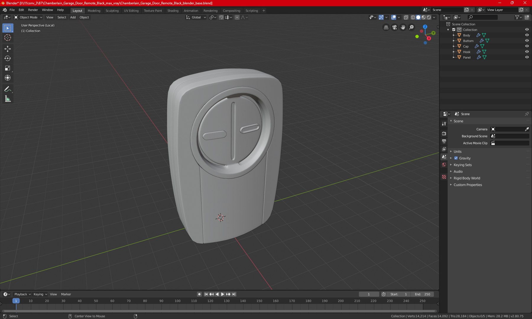 Chamberlain Garage Door Remote White 3D Model - TurboSquid 2276929