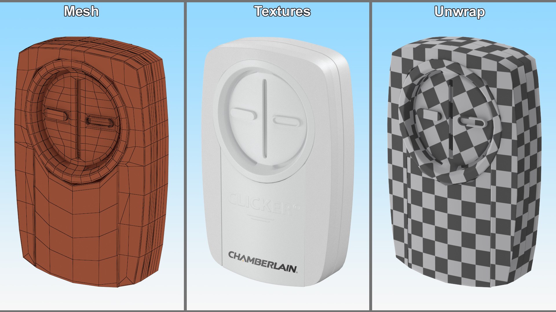Chamberlain Garage Door Remote White 3D Model - TurboSquid 2276929