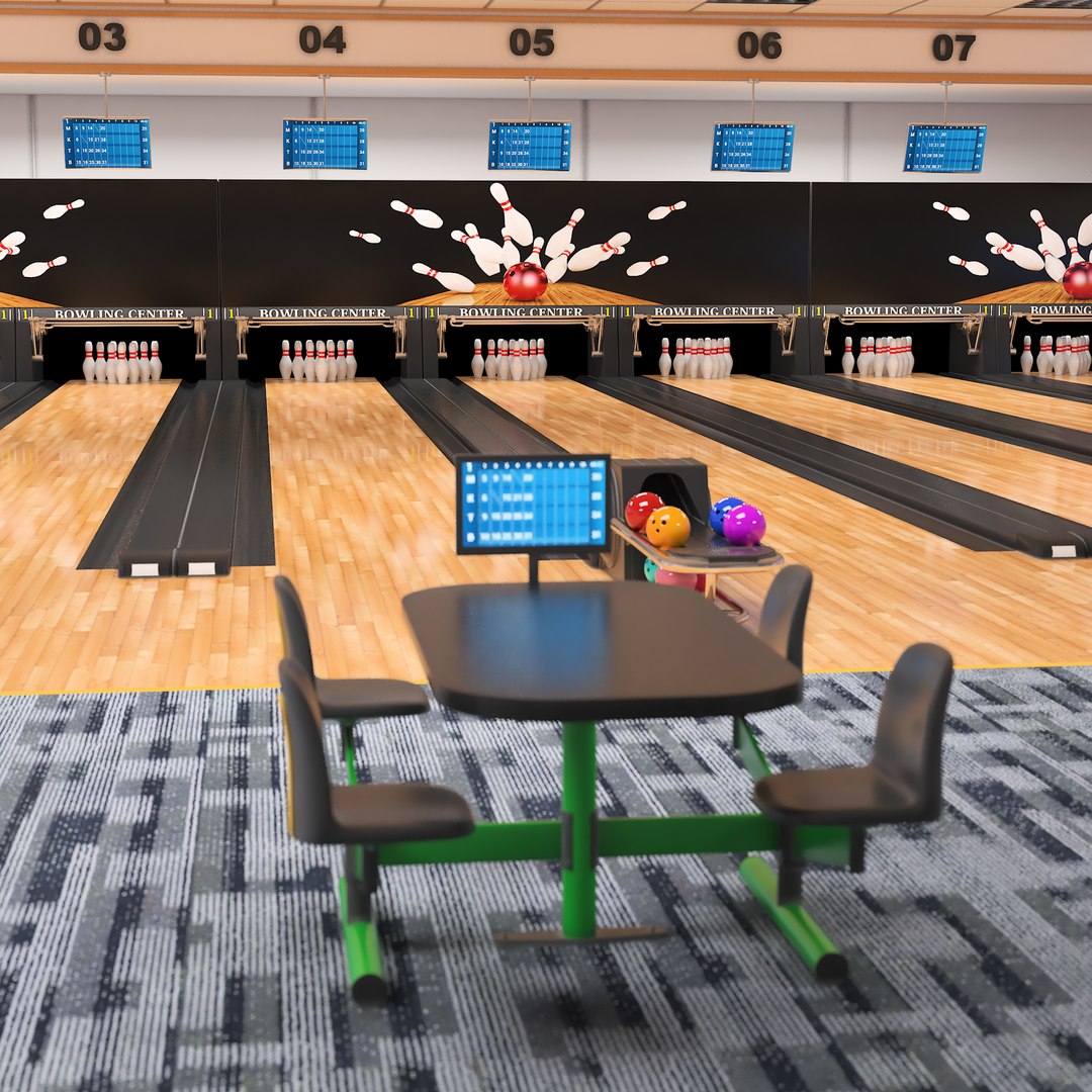 Bowling Center Interior With Furniture 3D - TurboSquid 2282322