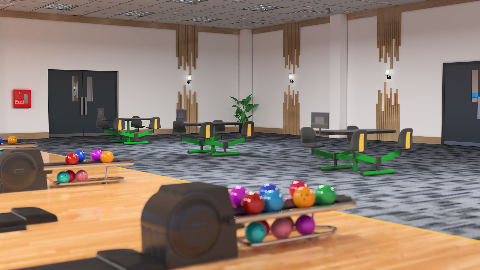 Bowling Center Interior With Furniture 3D - TurboSquid 2282322