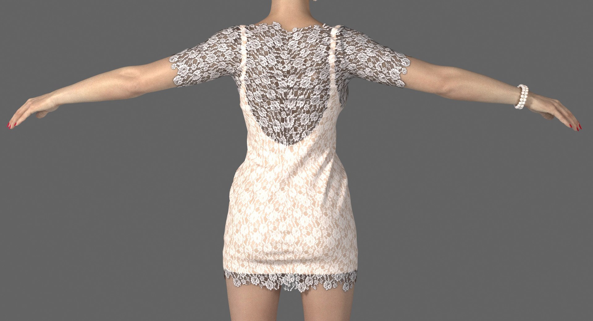 3D Short Lace Female Dress - TurboSquid 2054949