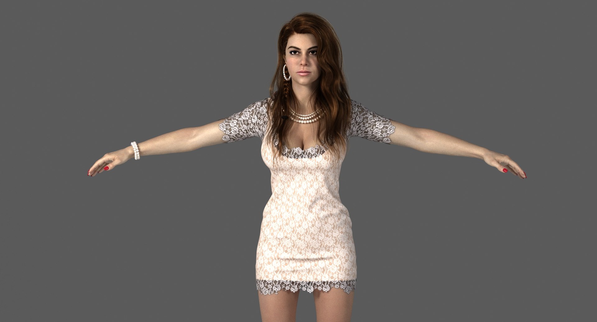 3D Short Lace Female Dress - TurboSquid 2054949