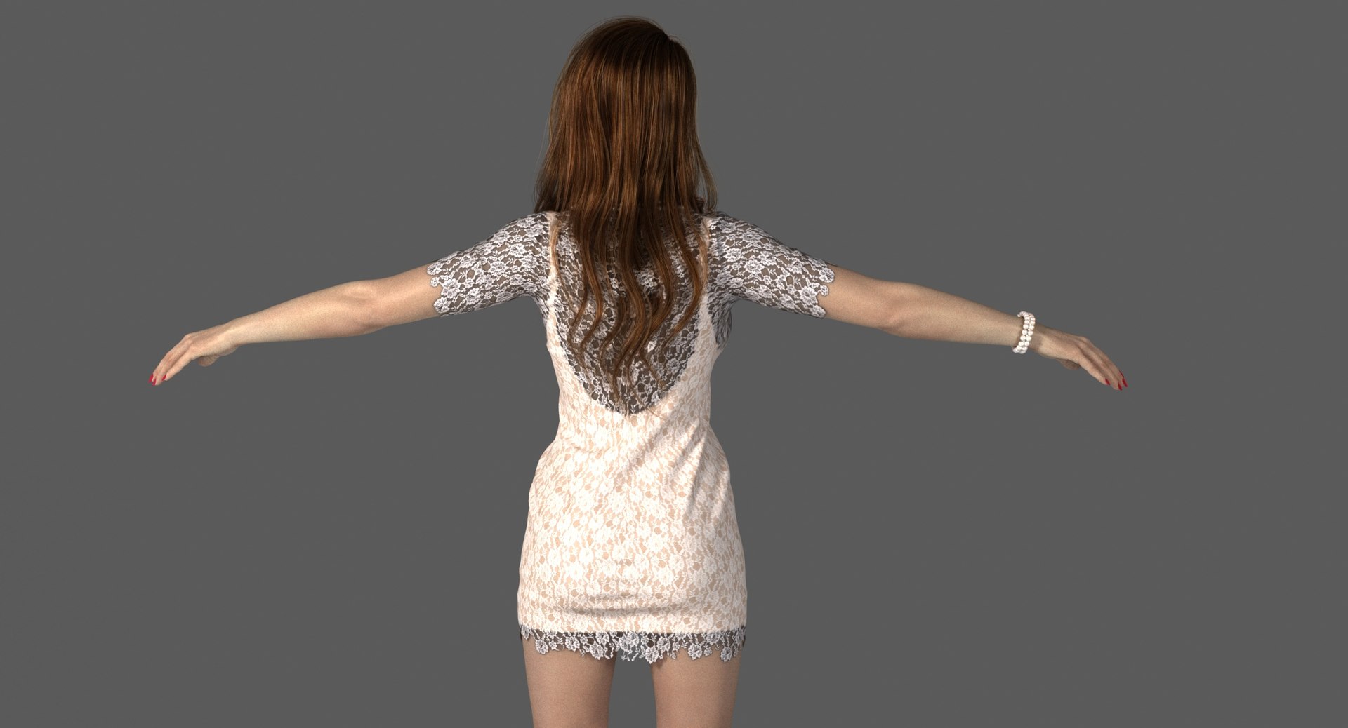 3D Short Lace Female Dress - TurboSquid 2054949