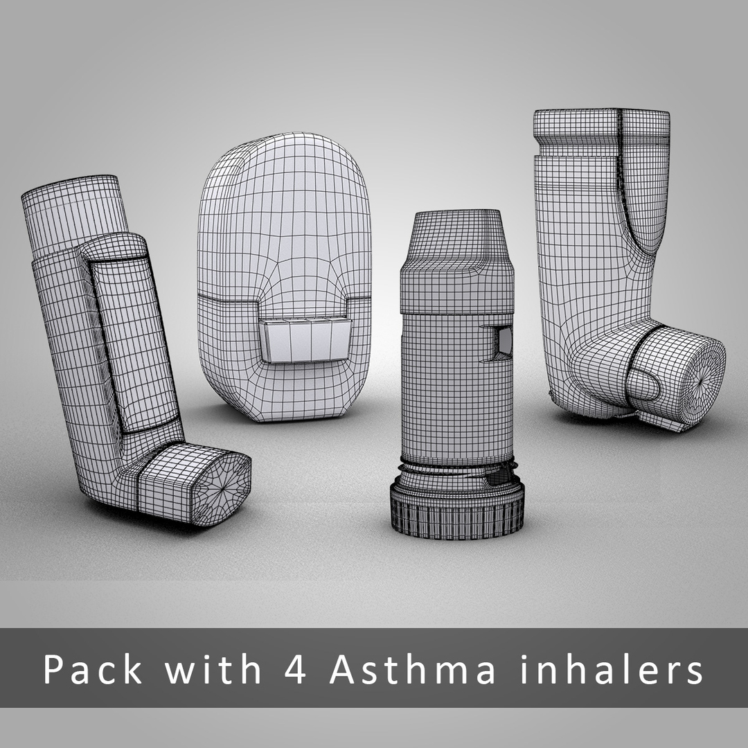 pack 4 asthma inhalers 3d max