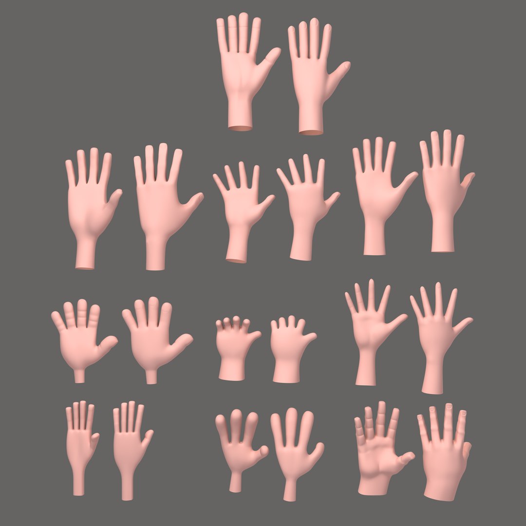 3D 10 Hands Cartoon - TurboSquid 1623159