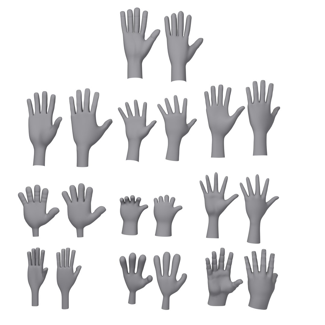3D 10 Hands Cartoon - TurboSquid 1623159