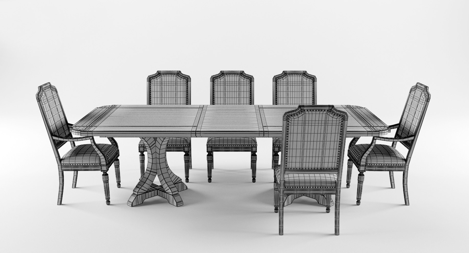 3d Corsica Rectangle Pedestal Dining Table Model