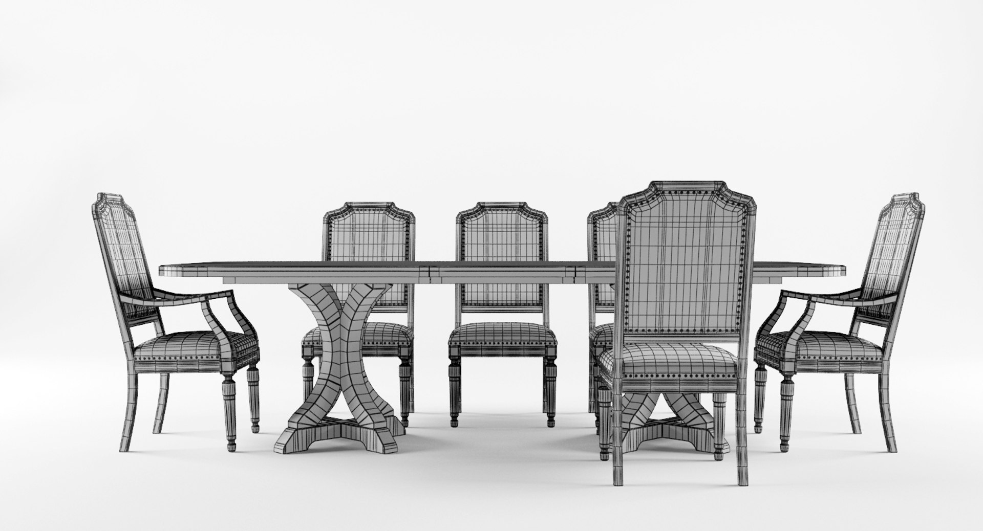 3d Corsica Rectangle Pedestal Dining Table Model