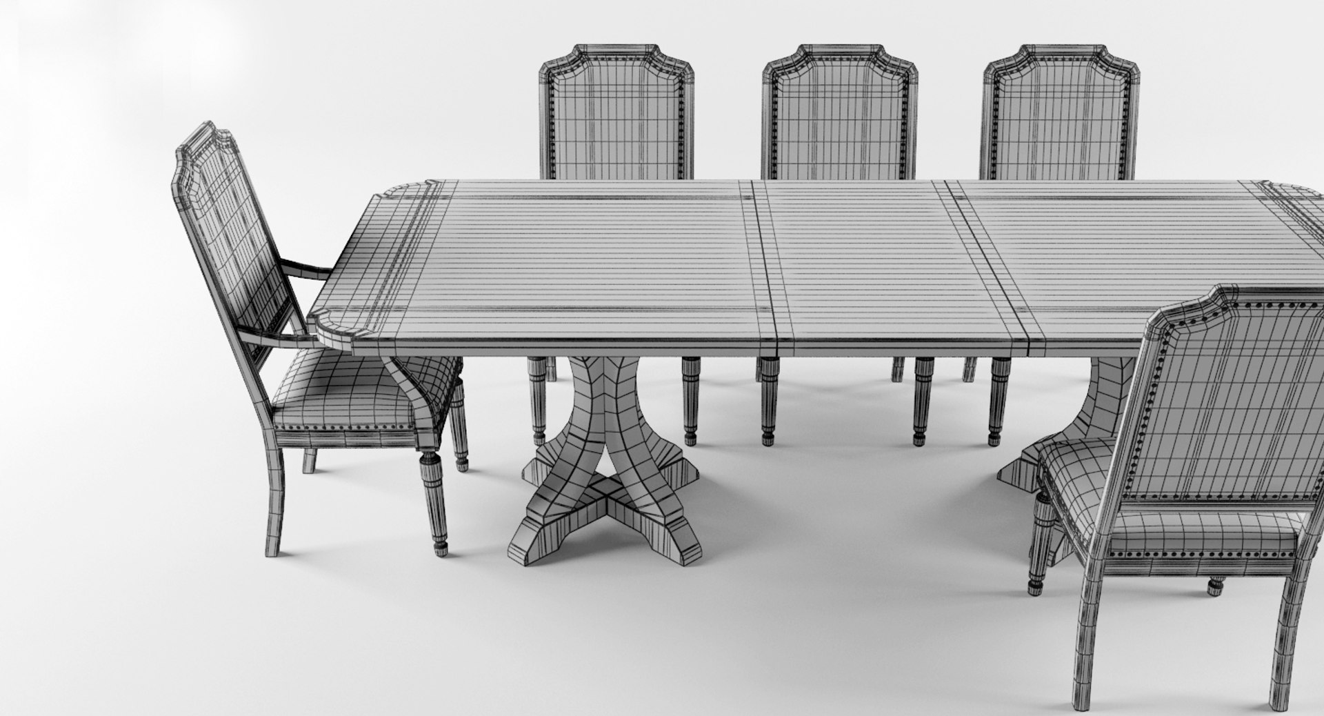 3d Corsica Rectangle Pedestal Dining Table Model