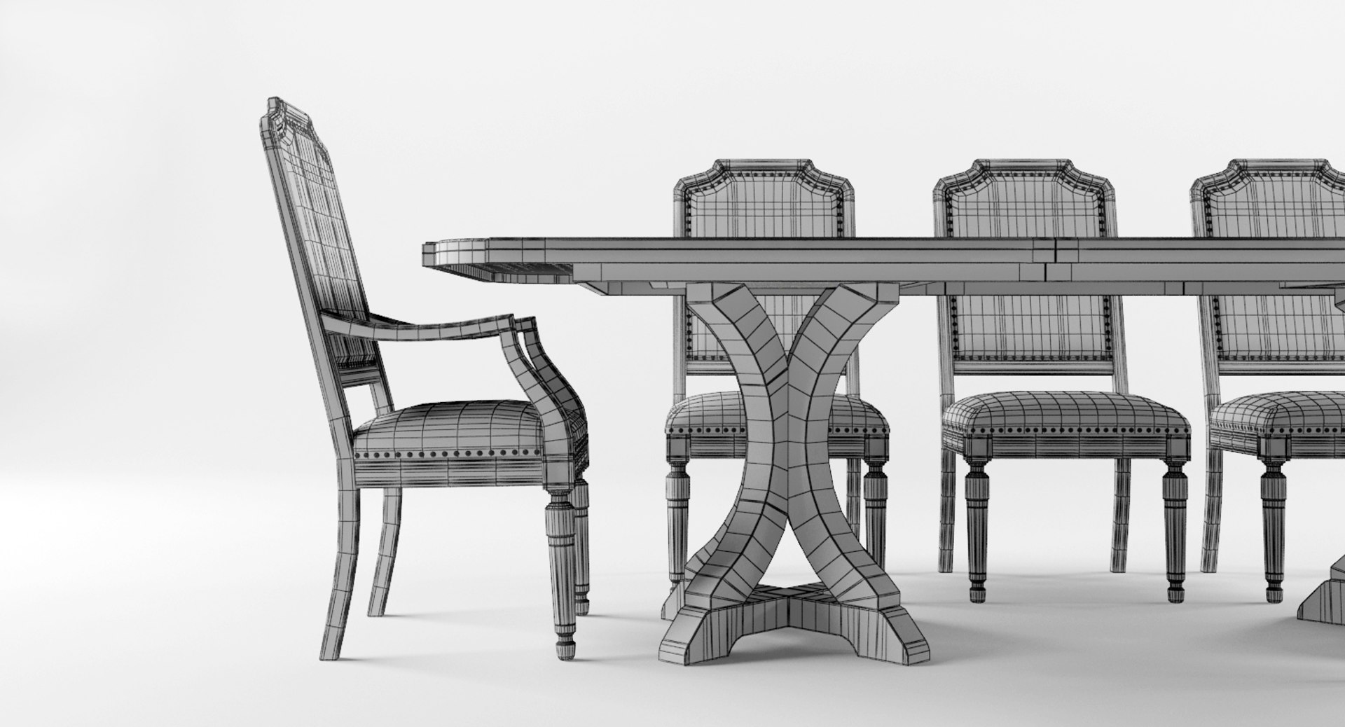 3d Corsica Rectangle Pedestal Dining Table Model