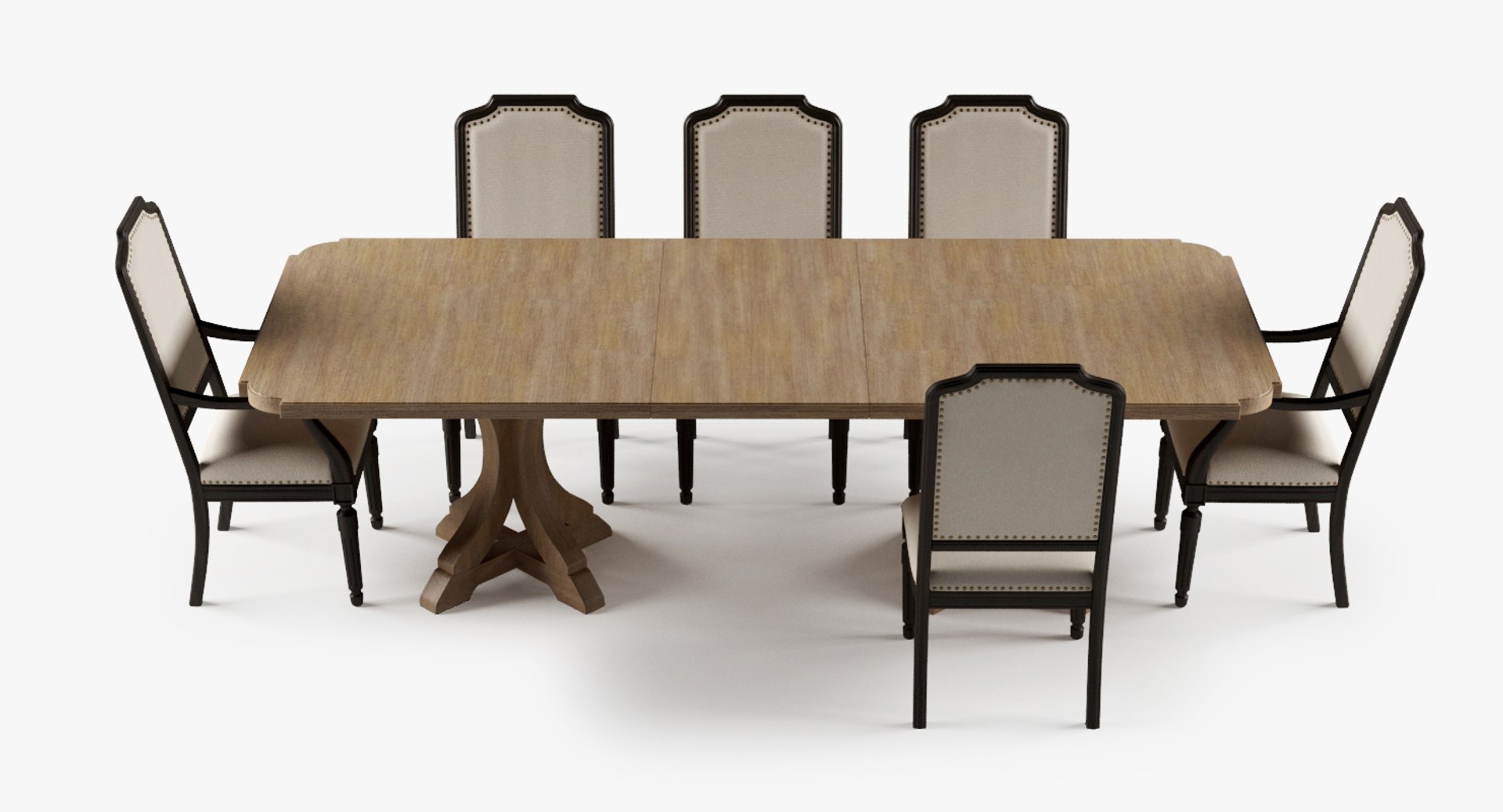 3d Corsica Rectangle Pedestal Dining Table Model