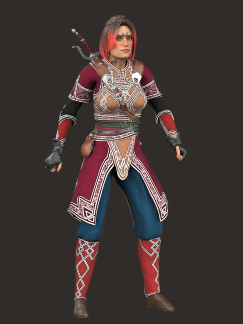 3D Realistic Rigged Medieval Woman Soldier-Ethan Character 3D Model ...