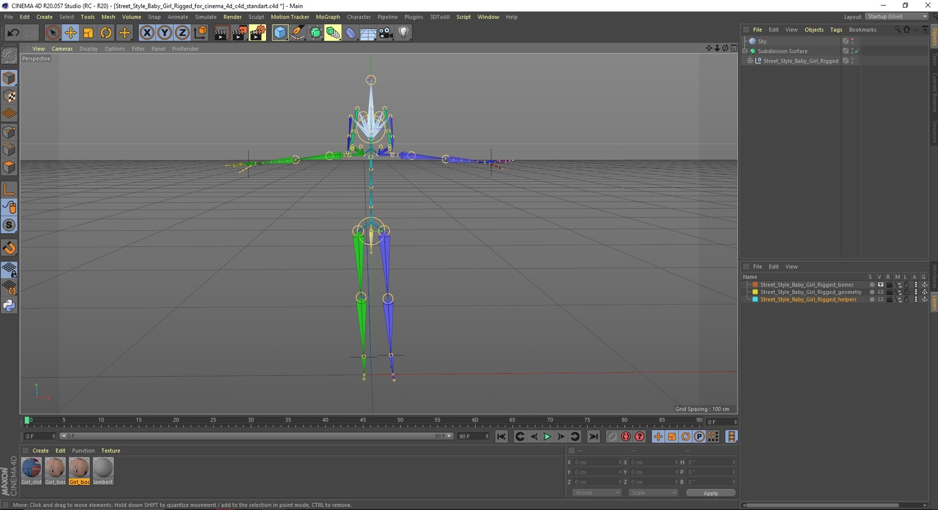Street Style Baby Girl Rigged For Cinema 4D 3D Model - TurboSquid 2095375