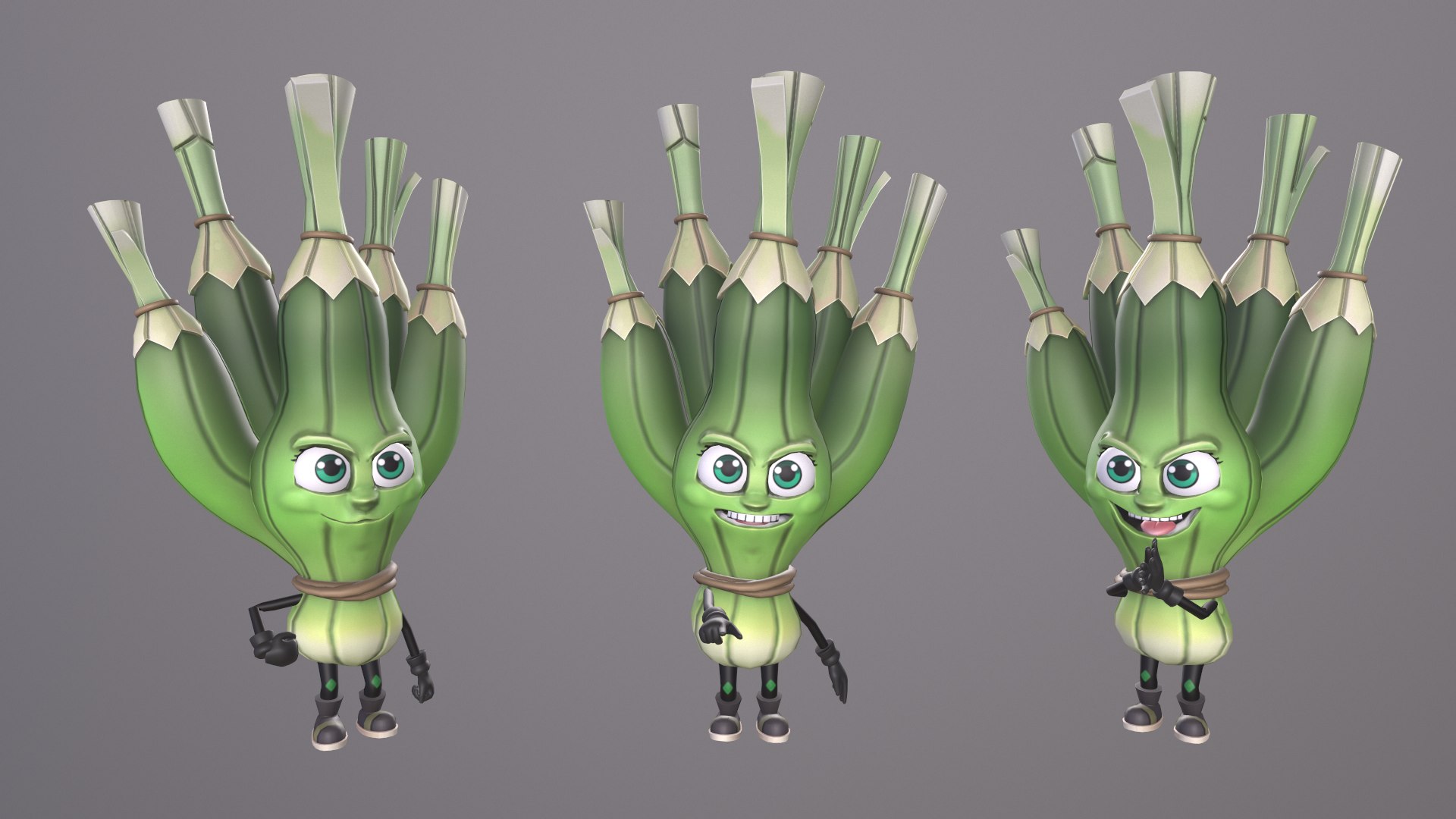 Spring Onion Character 3D Model - TurboSquid 2269731