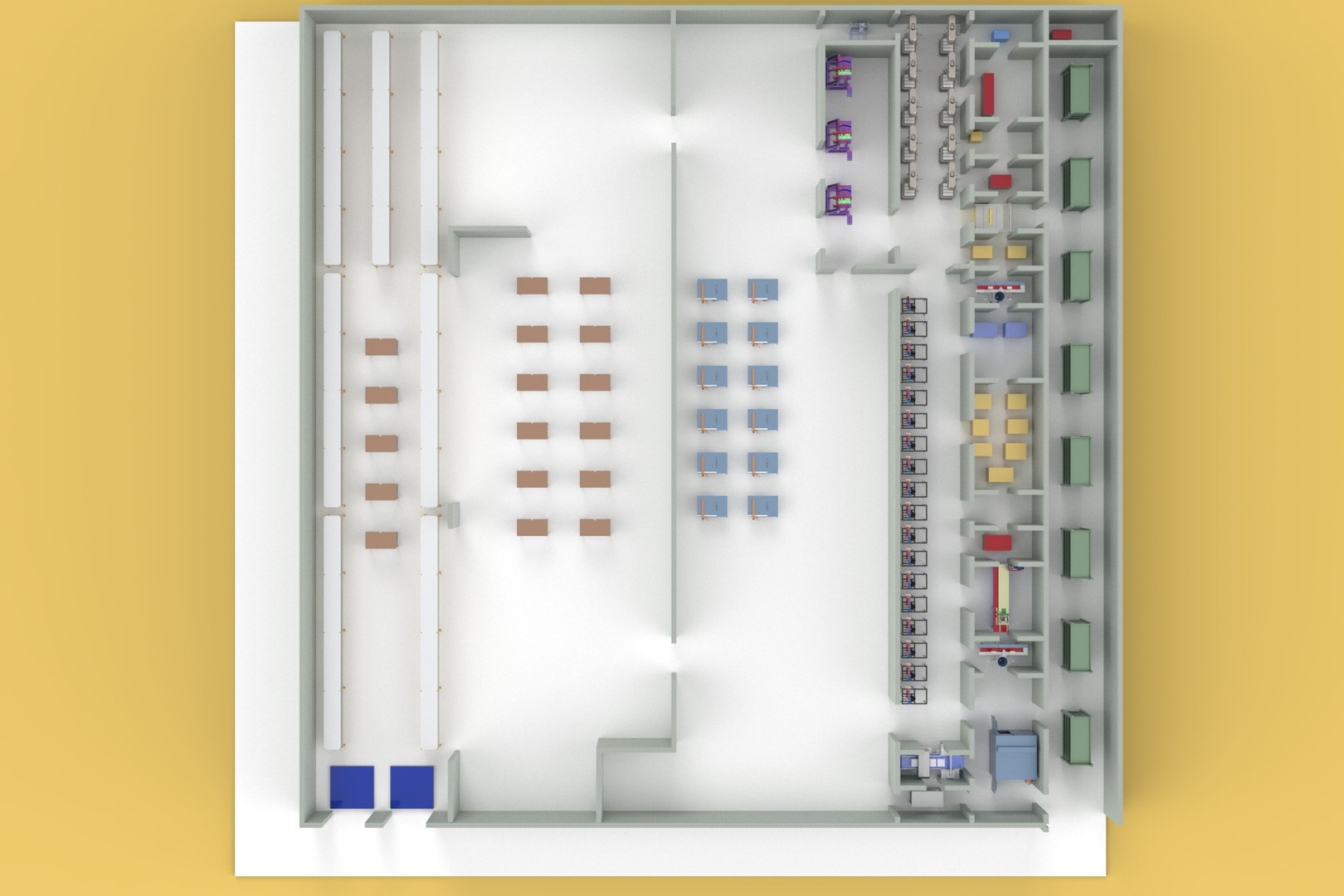 3D ASSEMBLING WORKSHOP LINE FACTORY INDUSTRIAL FLOOR PLAN PRODUCTION ...