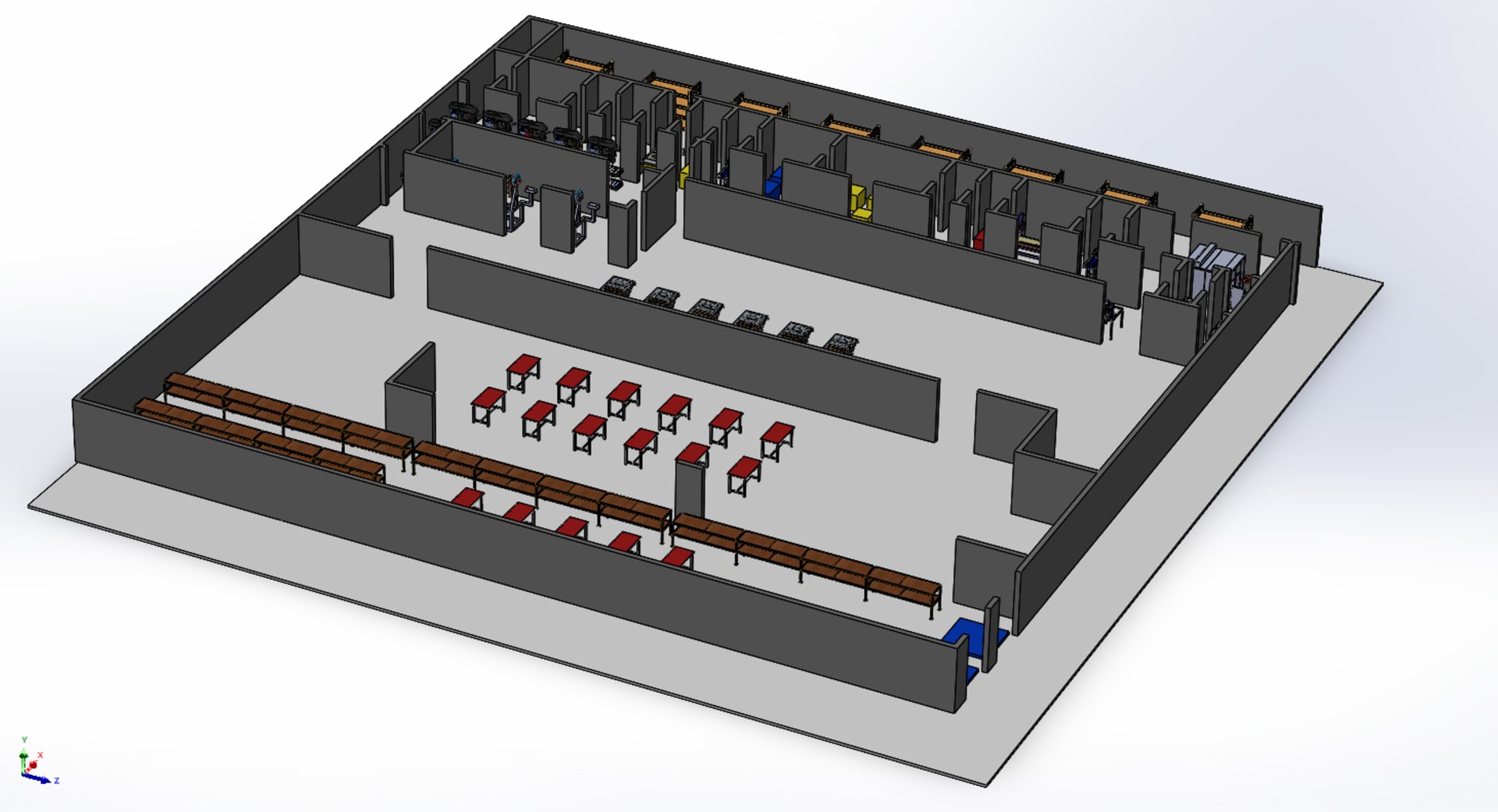 3D ASSEMBLING WORKSHOP LINE FACTORY INDUSTRIAL FLOOR PLAN PRODUCTION ...