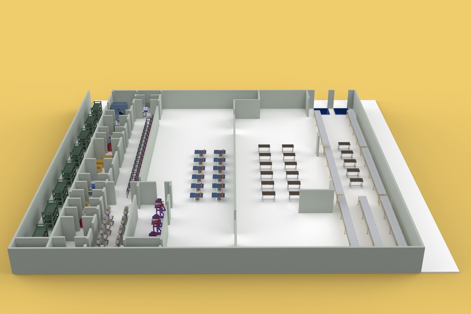 3D ASSEMBLING WORKSHOP LINE FACTORY INDUSTRIAL FLOOR PLAN PRODUCTION ...