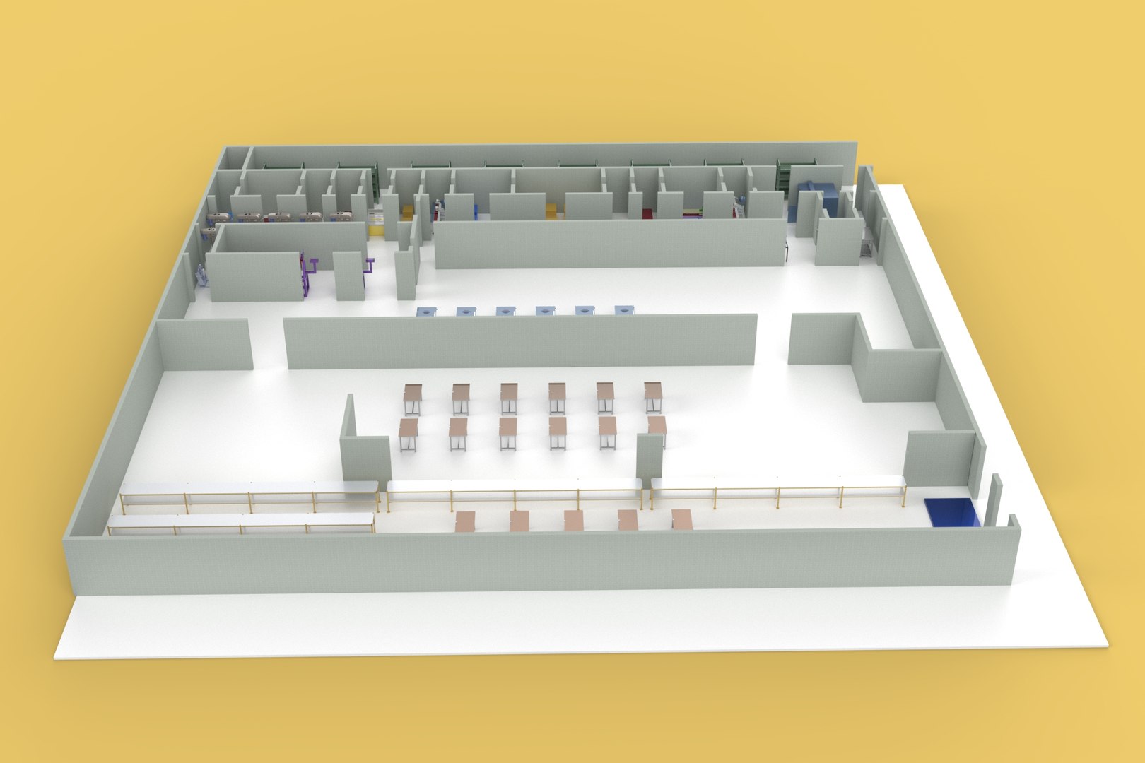 3D ASSEMBLING WORKSHOP LINE FACTORY INDUSTRIAL FLOOR PLAN PRODUCTION ...
