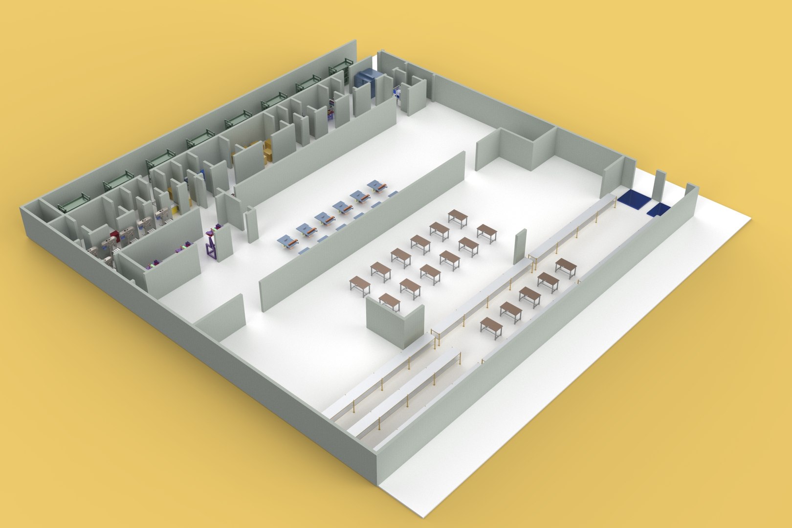 3D ASSEMBLING WORKSHOP LINE FACTORY INDUSTRIAL FLOOR PLAN PRODUCTION ...