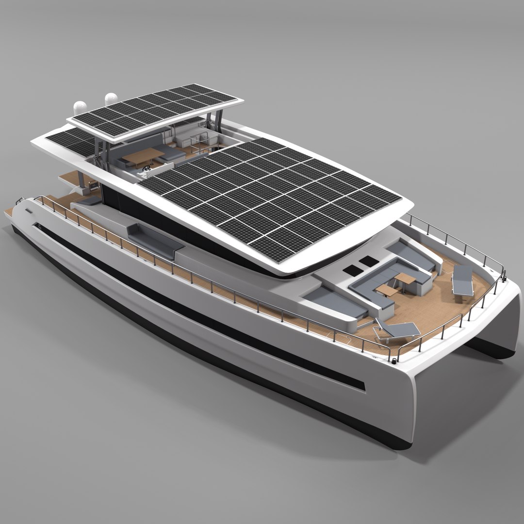3D Silent 80 Solar Powered Catamaran - TurboSquid 1932126