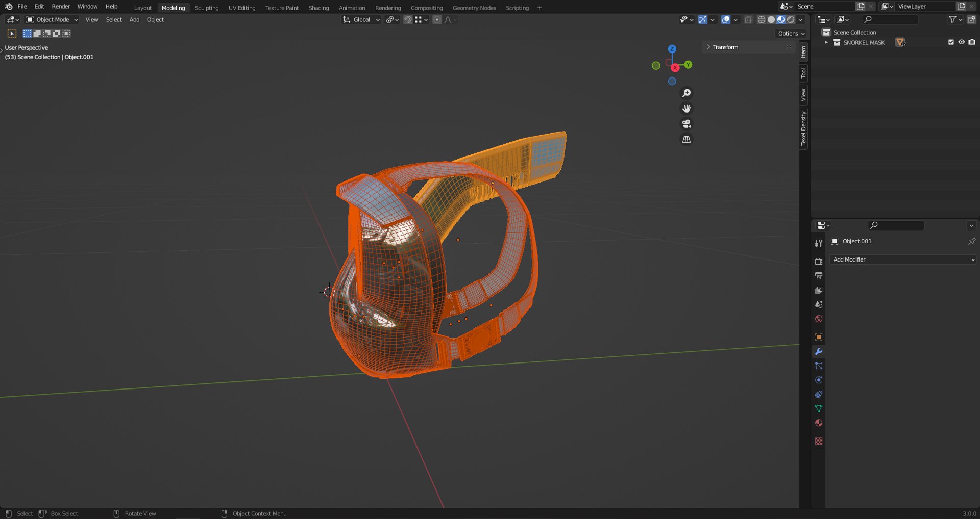 3D V3 Face Snorkel Mask Sea Glass - TurboSquid 2245476